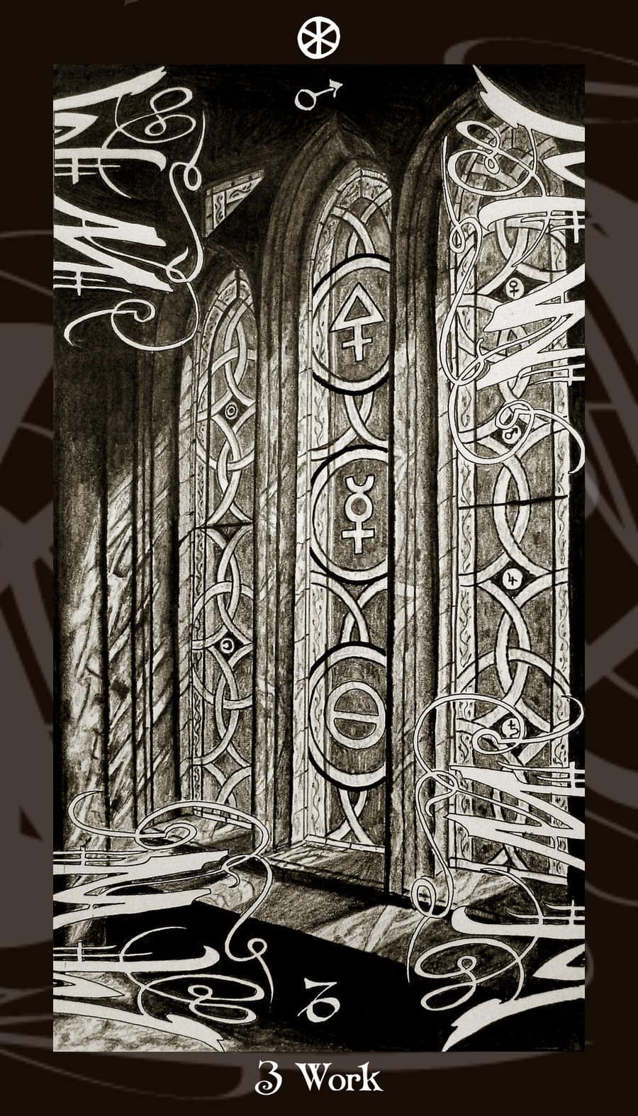 Lá Three of Disks trong bộ Harry Potter Tarot