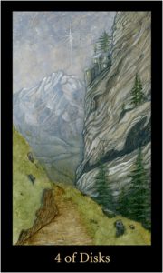ý nghĩa lá 4 of Disks trong Bộ Bài Mary-el Tarot